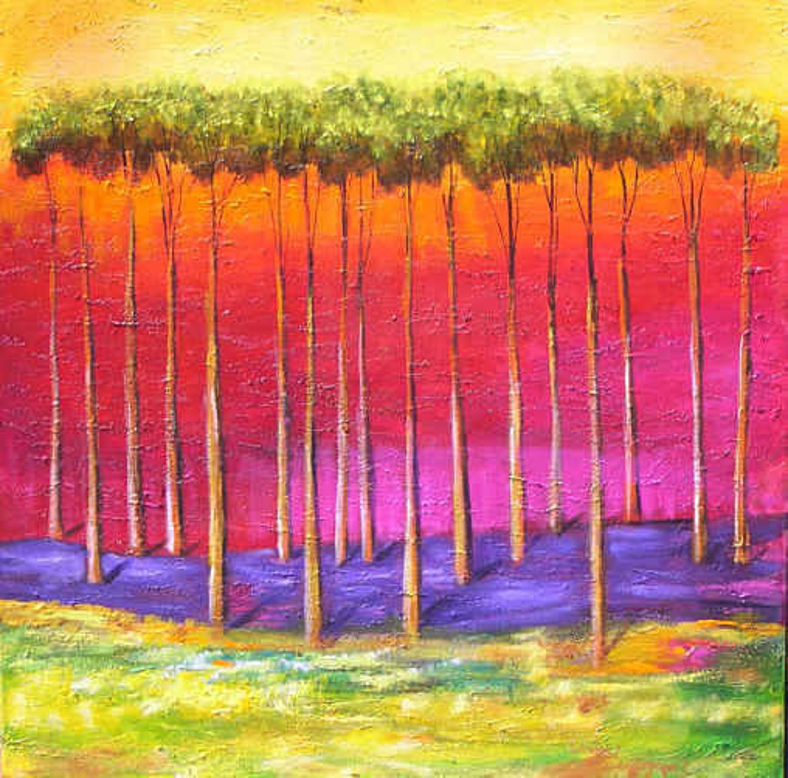 Textured ABSTRACT Painting TREES Original Landscape Art Made to Order ...