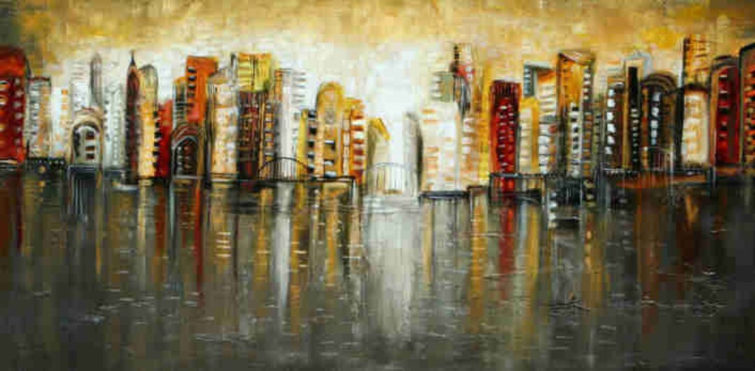 Abstract Cityscape Modern Skyline Made to Order Ready to Hang Number18 ...