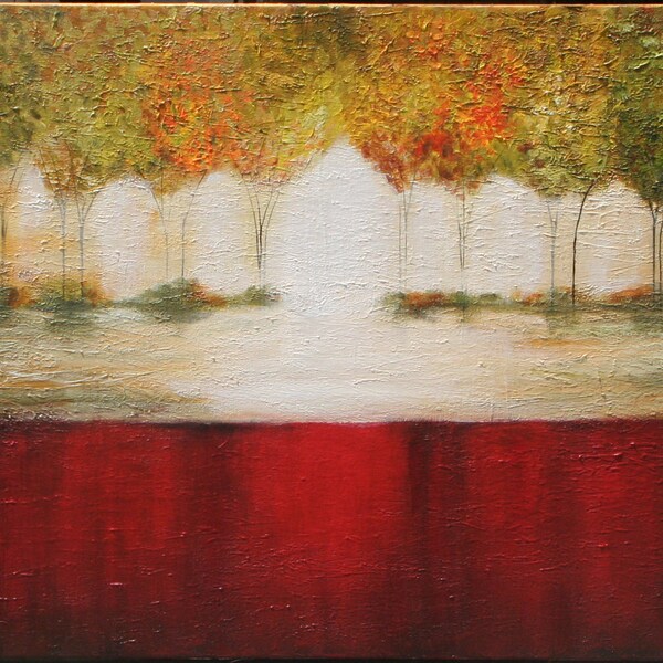 Red Trees Painting - Etsy