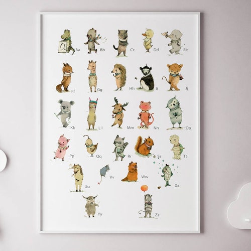Alphabet Poster Nursery Decor Alphabet Animals Nursery Wall | Etsy