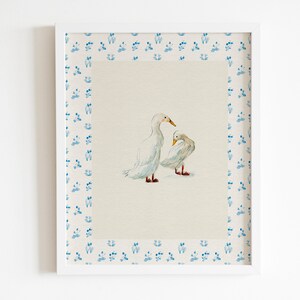Vintage Mother Duck Print, Goose Wall Art, Nursery Art, Farmhouse ...