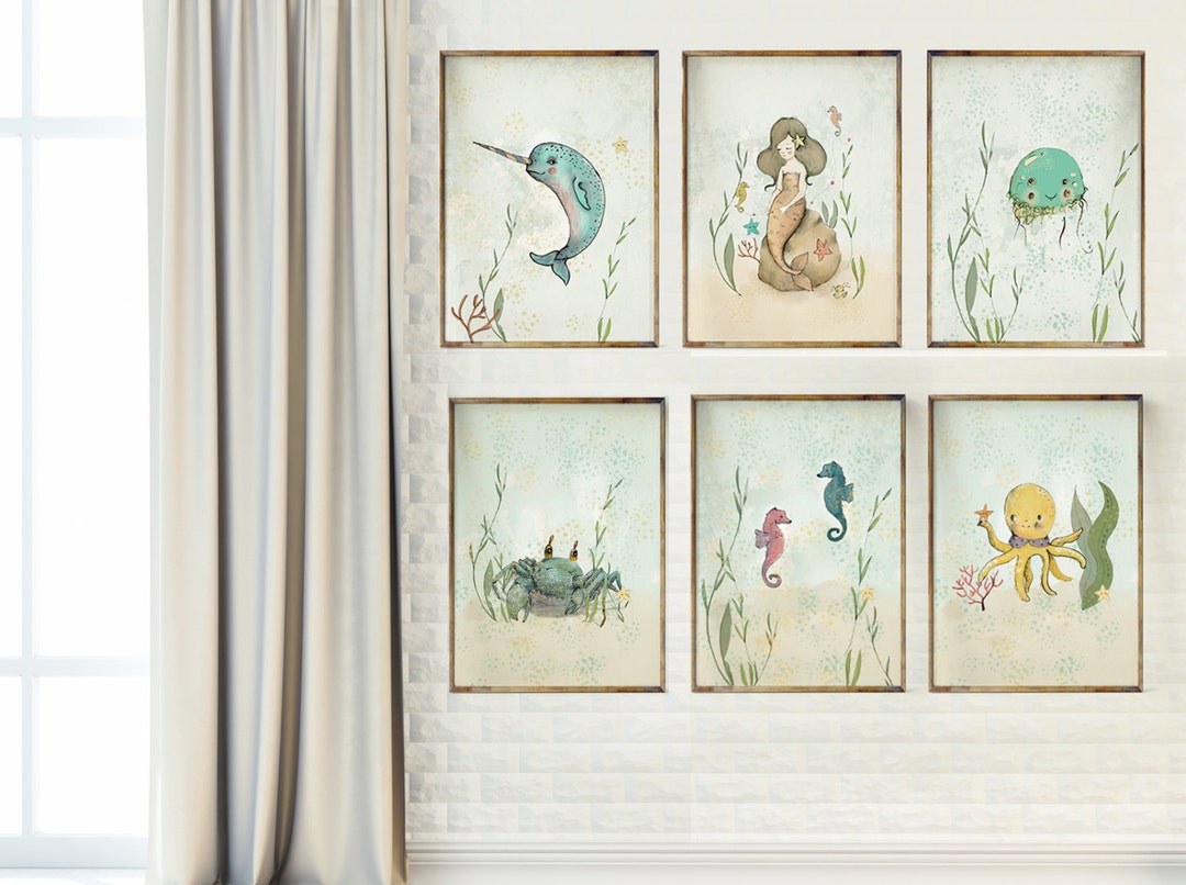 Under the Sea Wall Art, Ocean Nursery Decor, Nursery Wall Art Girl ...