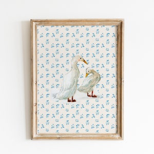 Vintage Mother Duck Print, Goose Wall Art, Nursery Art, Farmhouse ...