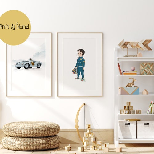 Race Car Driver Nursery Decor Boy Racing Wall Art Poster - Etsy