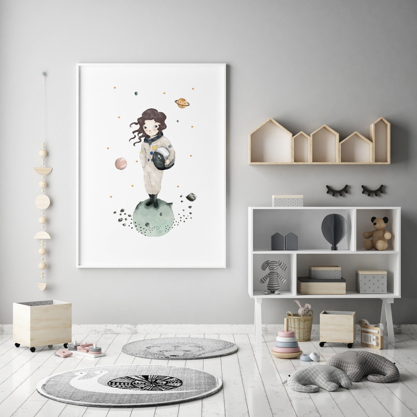 Nursery decor girl Astronaut girl astronaut nursery outer | Etsy