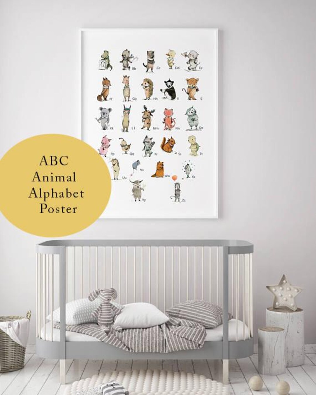 Woodland Animal Alphabet Poster, Forest Animals ABC Nursery Wall Art ...
