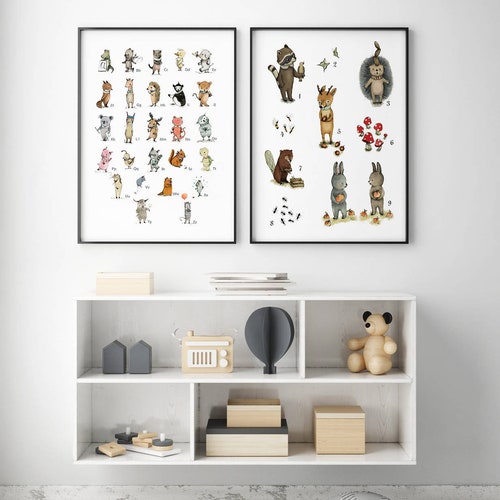 Illustrated Alphabet Classroom Posters Educational Wall Art - Etsy