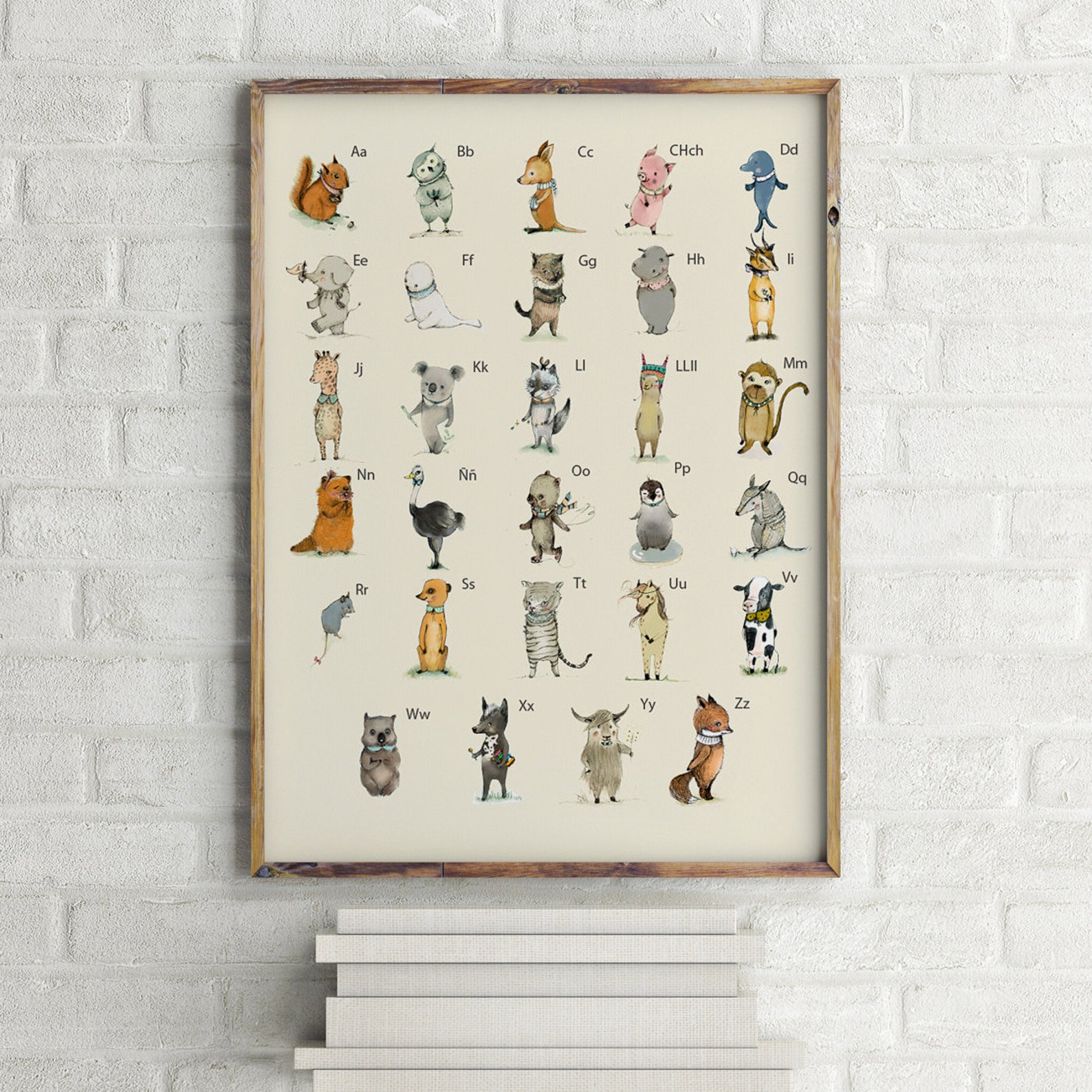 Spanish Alphabet Illustrated Alphabet Educational Wall Art - Etsy