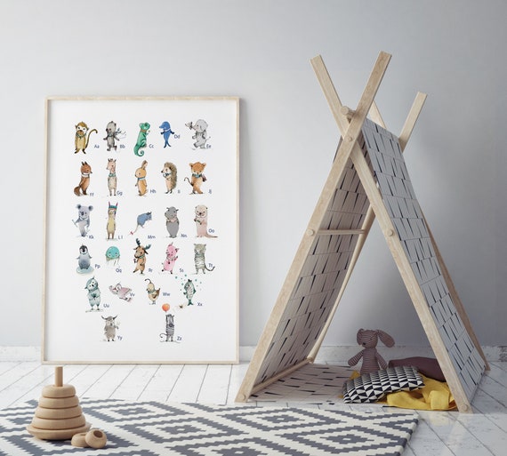 German Alphabet Illustrated Alphabet Educational Wall Art - Etsy