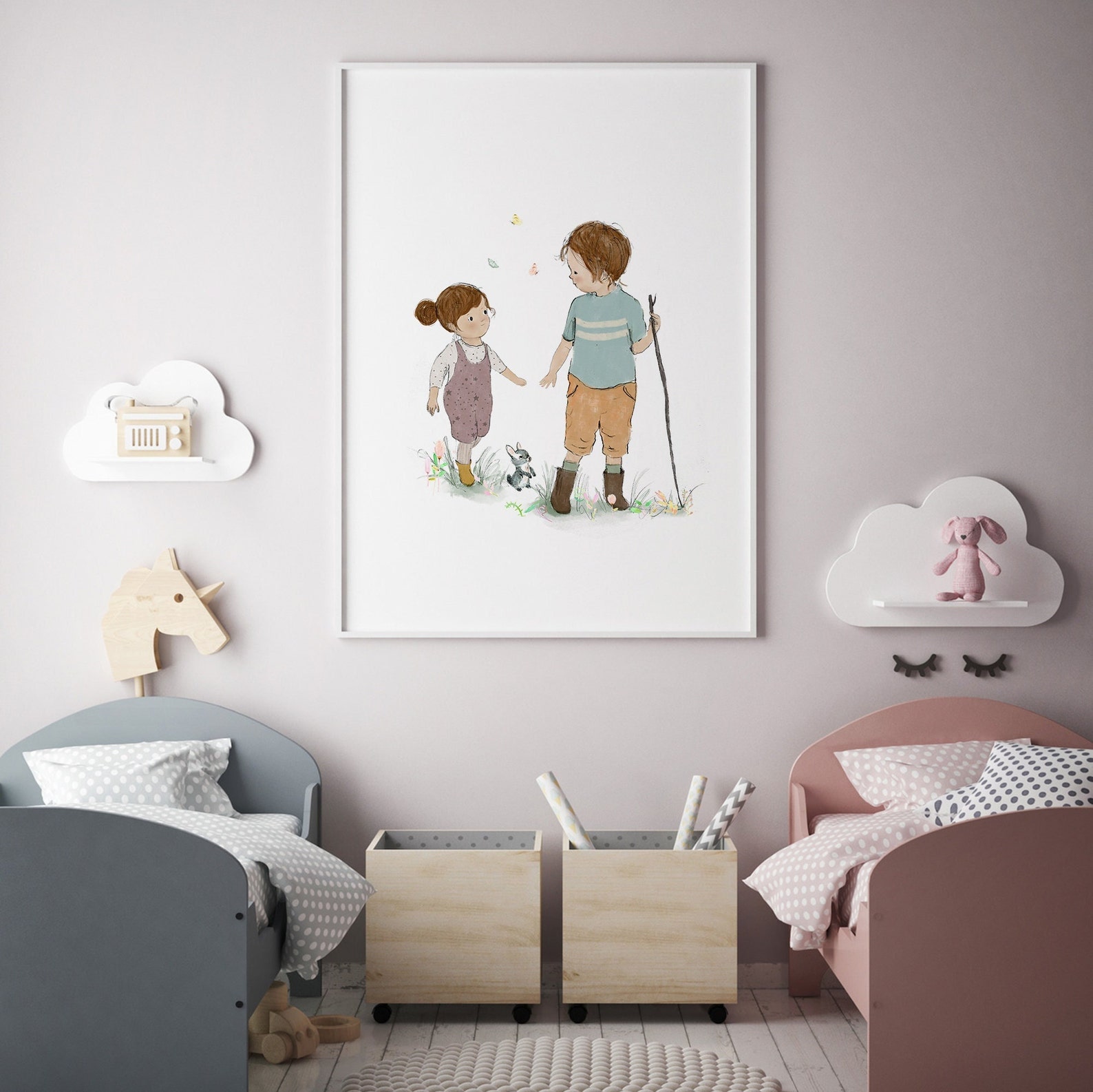 Siblings Wall Art, Brother and Sister Poster, Nursery Wall Art ...