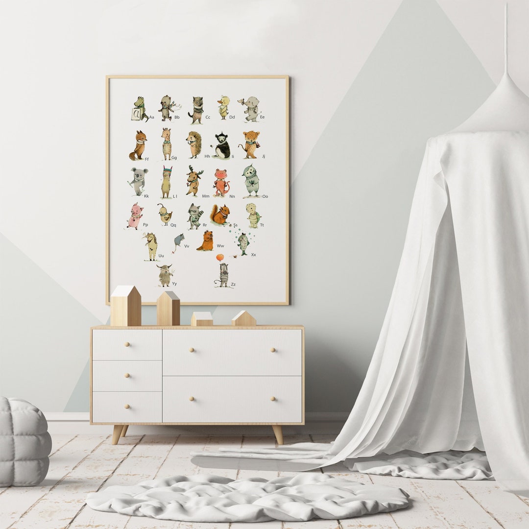 Alphabet Poster, Nursery Decor, Alphabet Animals, Nursery Wall Art ...