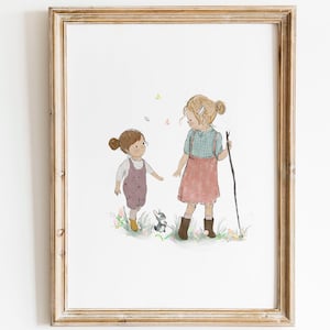 Personalized Sibling Art Print: Custom Family Portrait for Nursery - Etsy