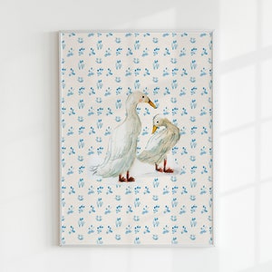 Vintage Mother Duck Print, Goose Wall Art, Nursery Art, Farmhouse ...