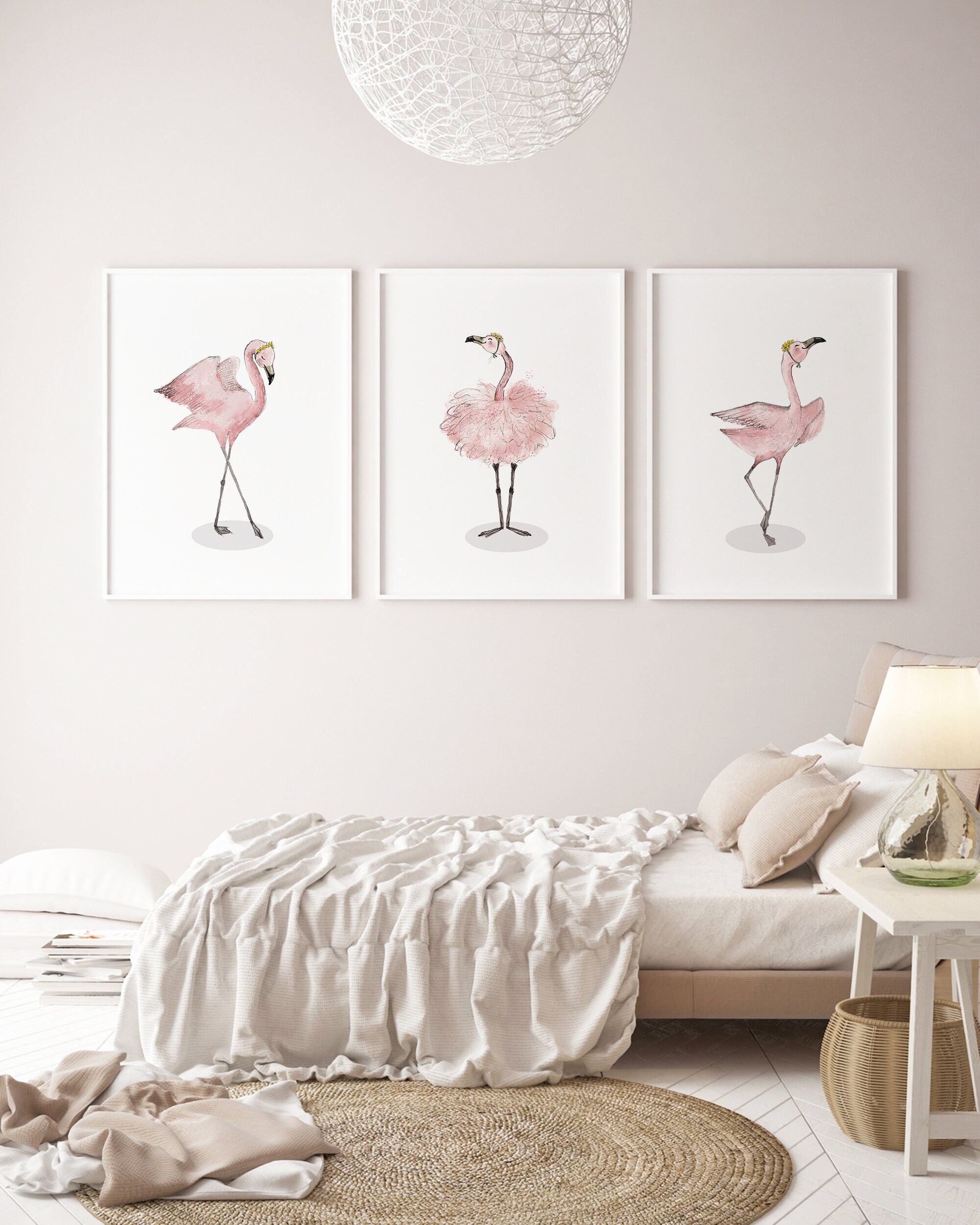 Flamingo Wall Art Girls Room Decor Flamingos Ballerina - Etsy