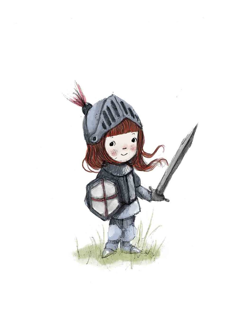 Girl and boy Knight print Dragon print Girl room decor | Etsy