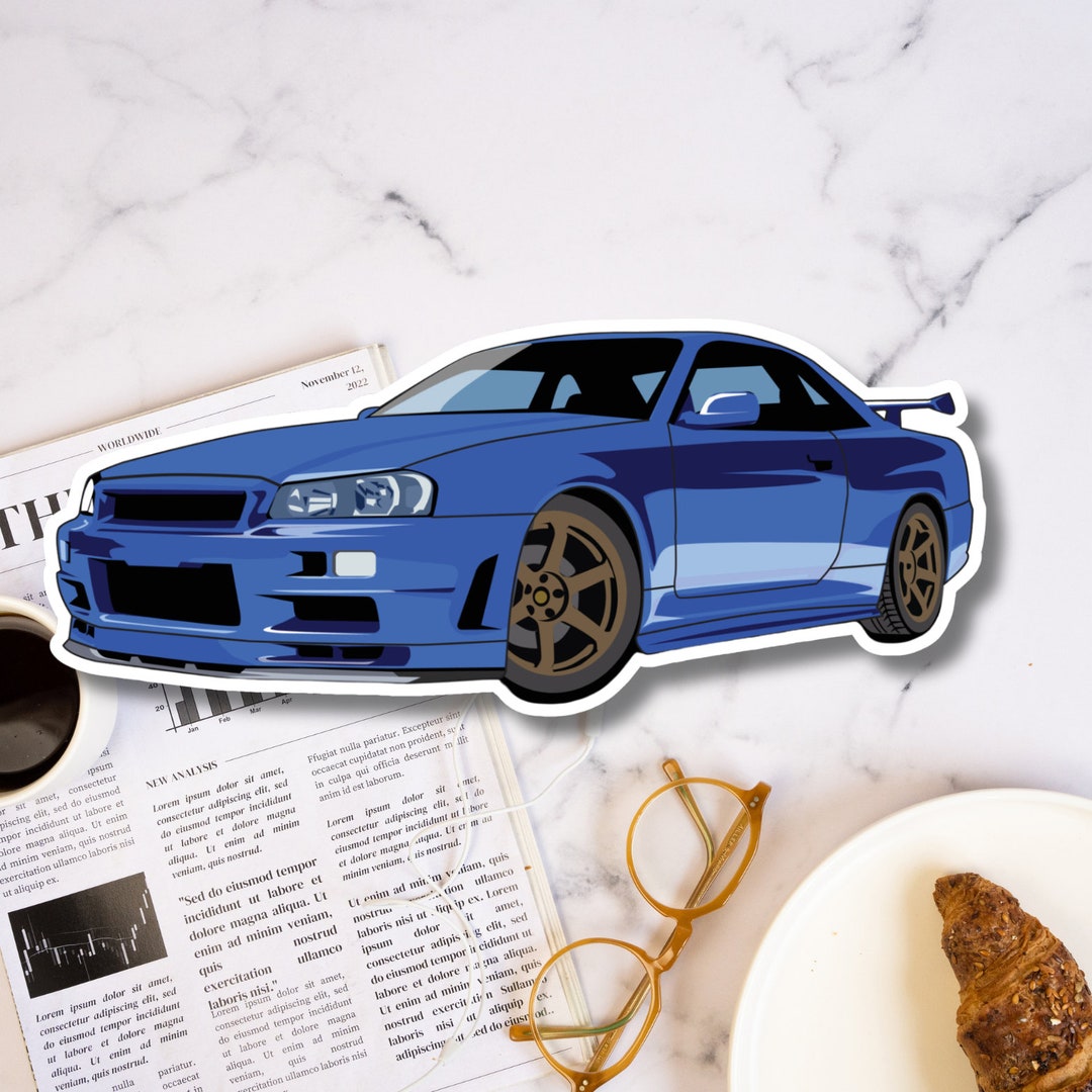 Nissan GTR R34 Sticker JDM Waterproof Vinyl Sticker for Laptop 10cmx4 ...