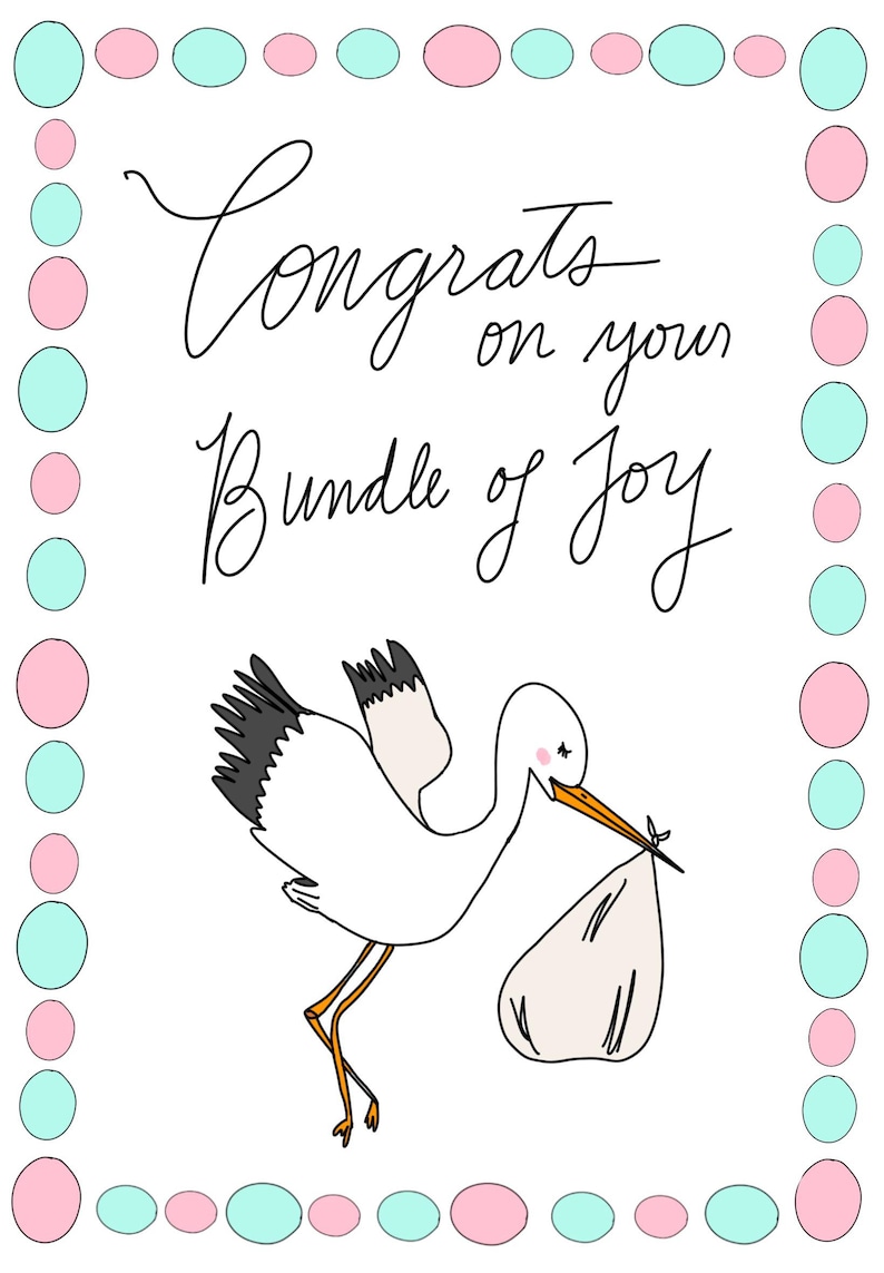 Baby Shower Card- Congrats on Your New Bundle of Joy - Etsy
