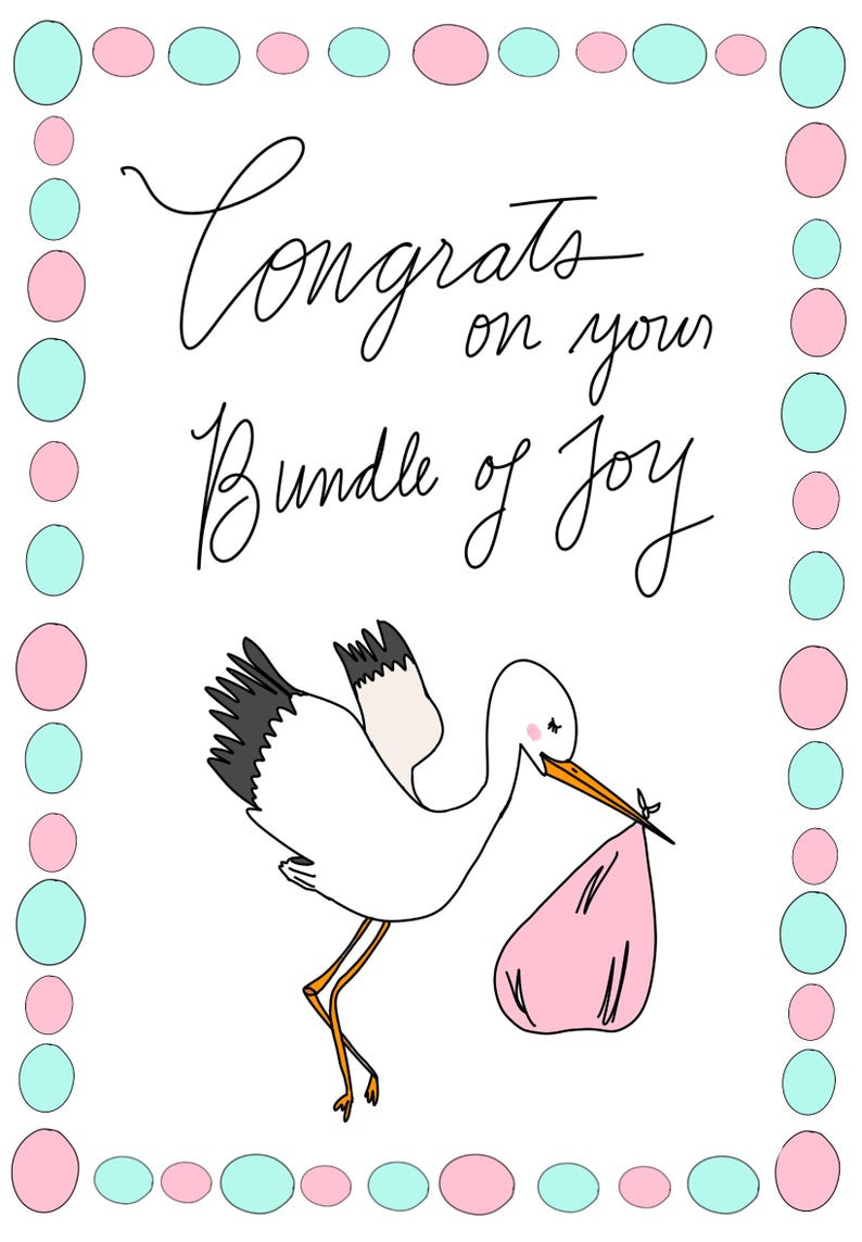 Baby Shower Card- Congrats on Your New Bundle of Joy - Etsy