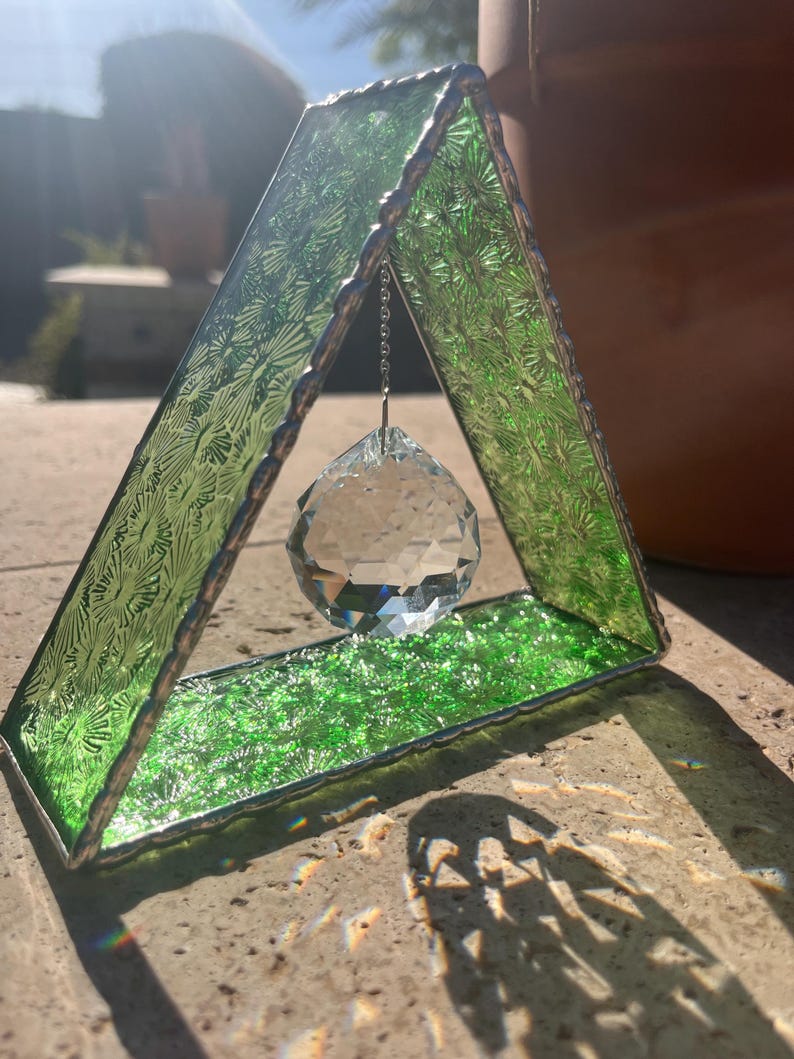 Triangle Stained Glass Crystal Rainbow Maker. - Etsy