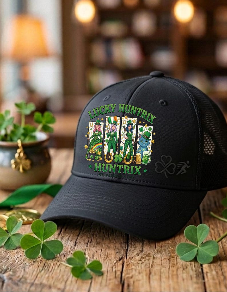Lucky Huntrix PNG, Retro St. Patrick's Day Design, Groovy Irish Cat ...