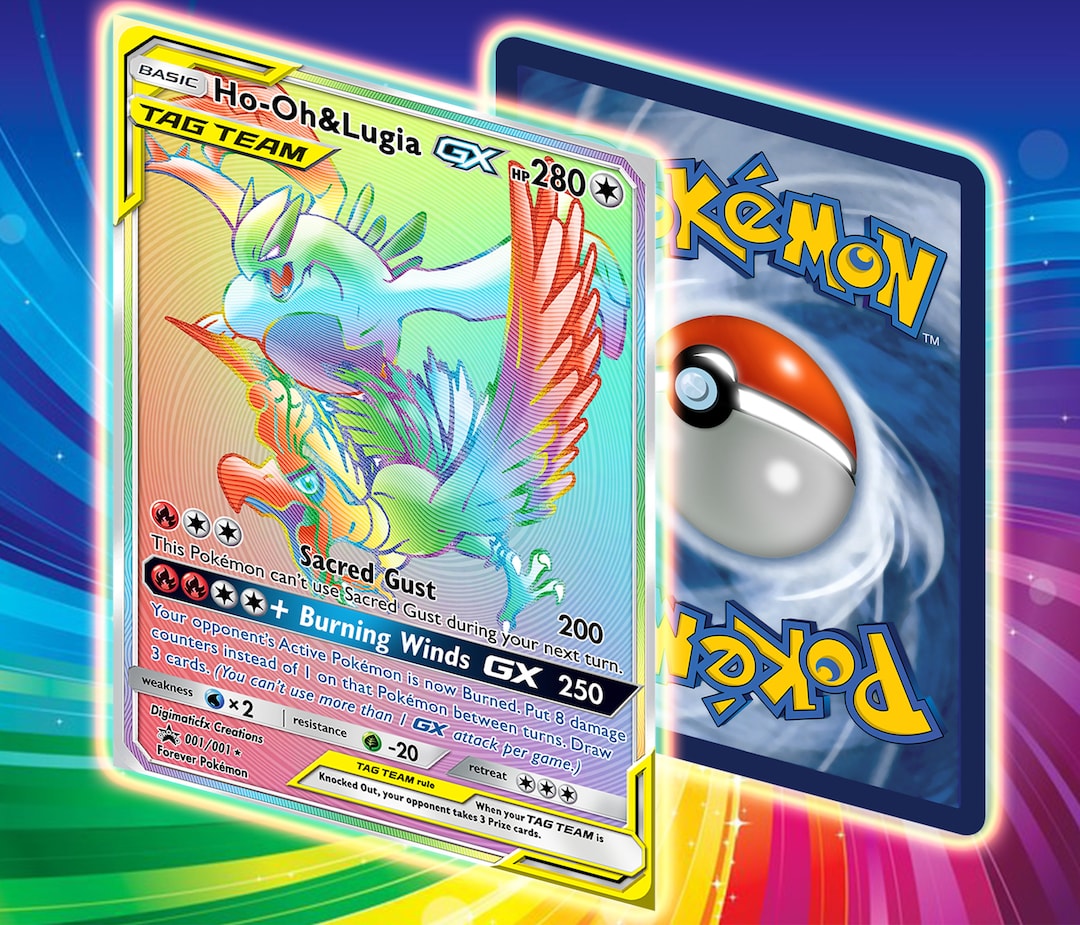 Custom/altered Pokémon // Lugia & Ho-oh GX Rainbow Card // Full Art ...