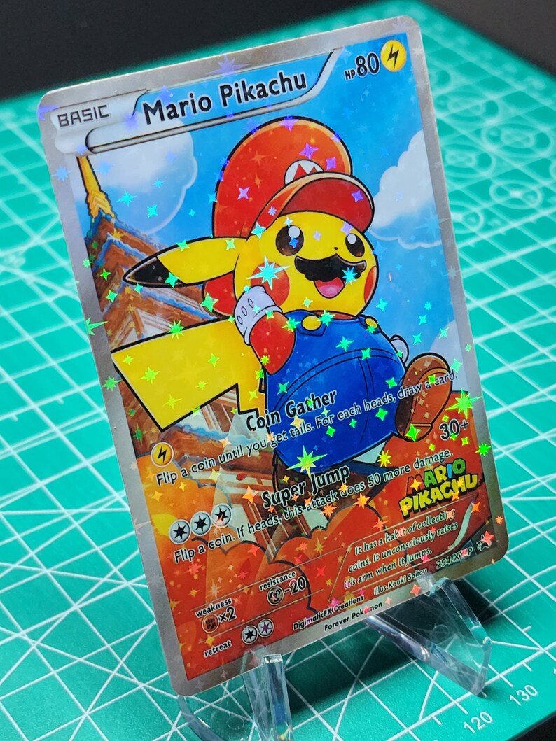 Custom Mario Pikachu Poncho Promo Card// Mario Series// Fully ...