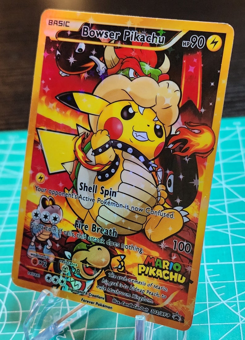 Custom Bowser Pikachu Poncho Promo Card// Mario Series// Fully ...