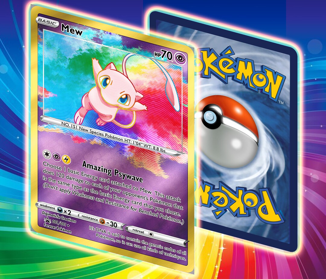 Custom Amazing Mew Promo Card// Full Art Style// Holographic - Etsy