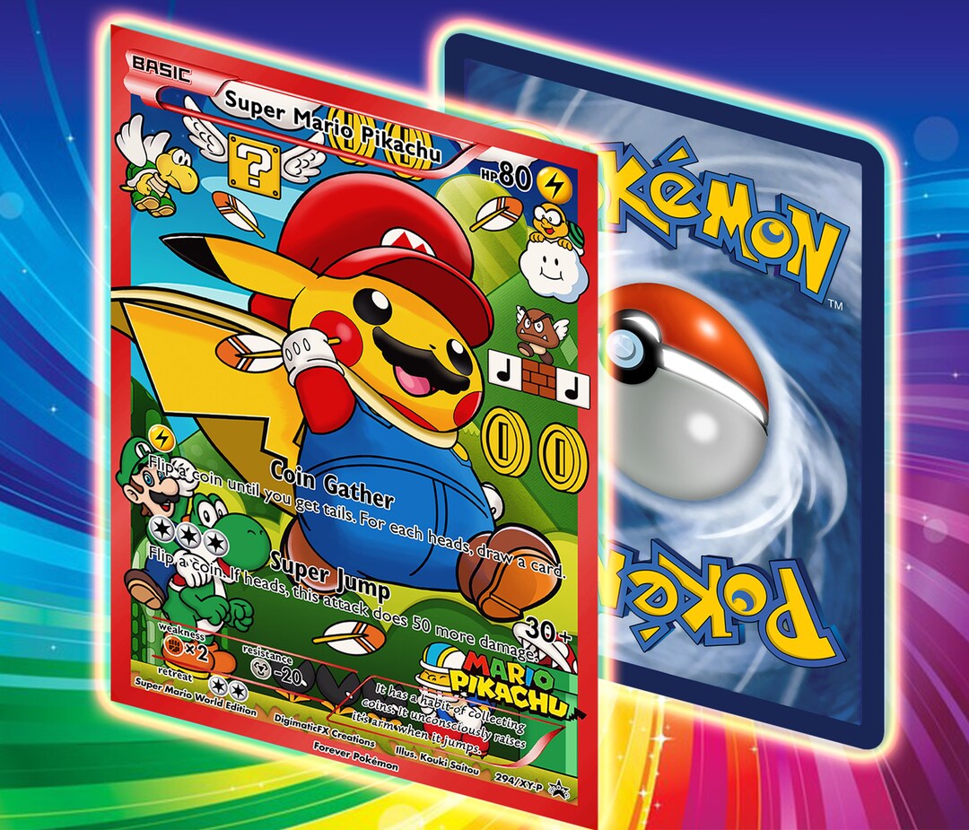 Custom Super Mario Pikachu Poncho Promo Card// Mario Series English ...