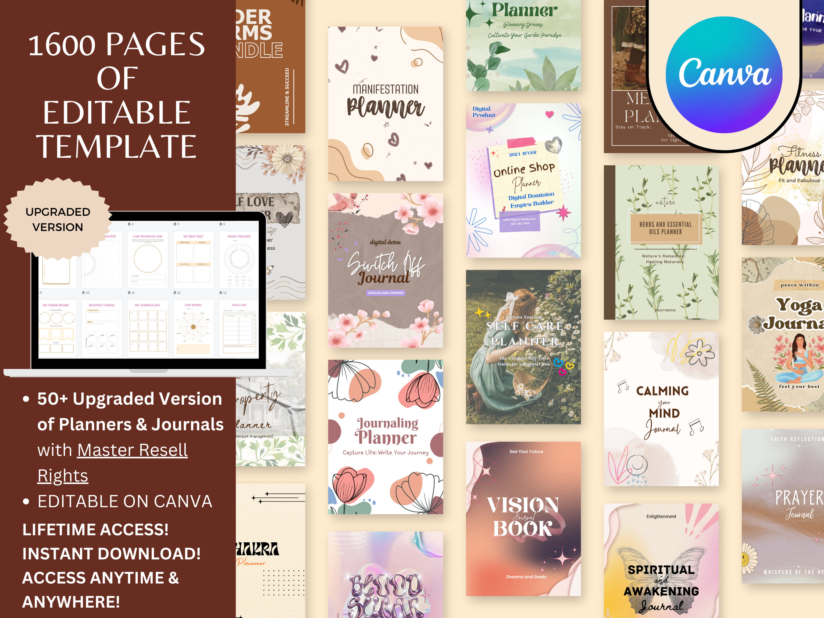 Ultimate Edition Editable Canva Template Bundle | 1600 PAGES Upgraded ...