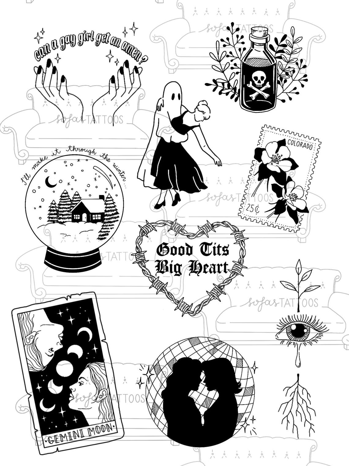 Renné Rapp Tattoo Flash Sheet - Etsy