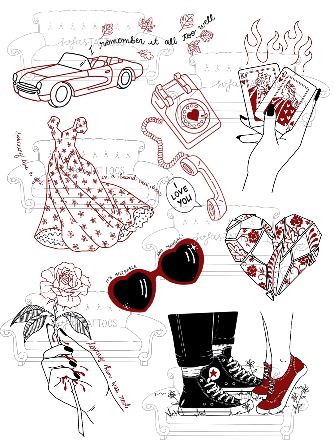 RED Tattoo Flash - Etsy