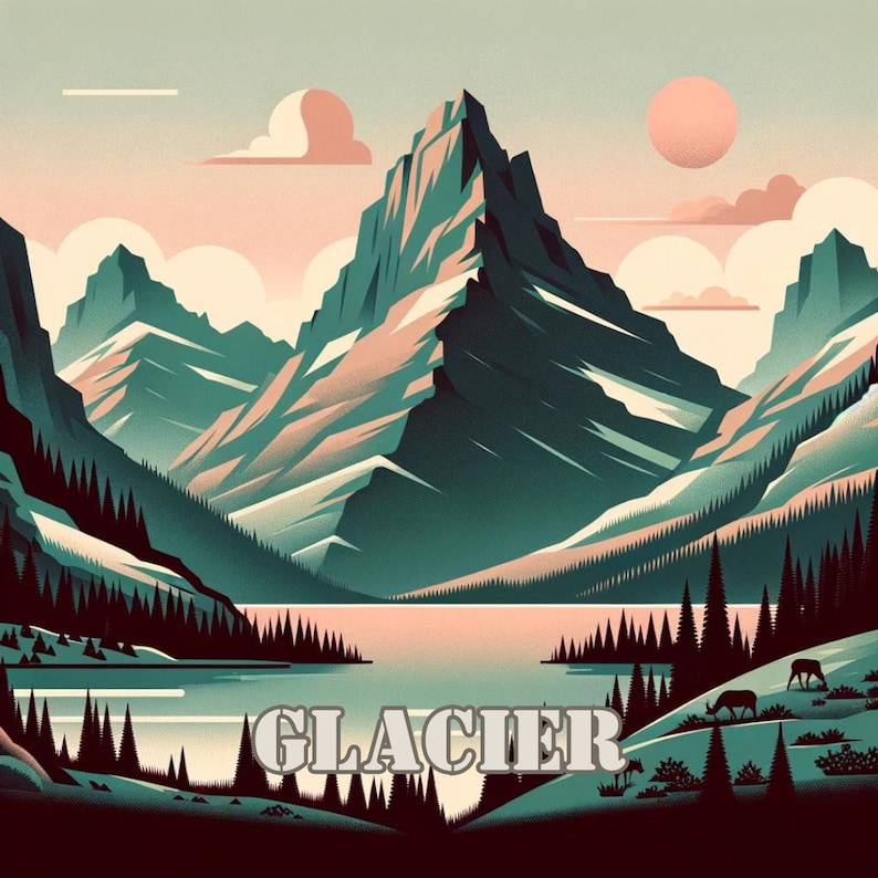 Glacier National Park Digital Art Print - Etsy