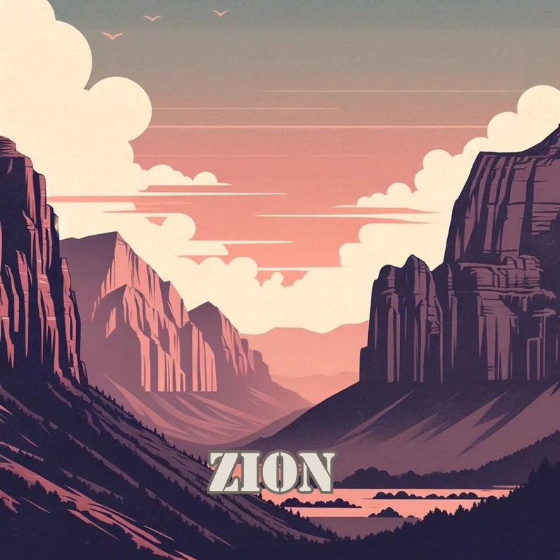 Zion National Park Digital Art Print! - Etsy