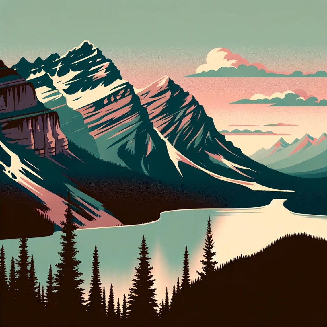 Banff National Park Digital Art Pack of 4! - Etsy