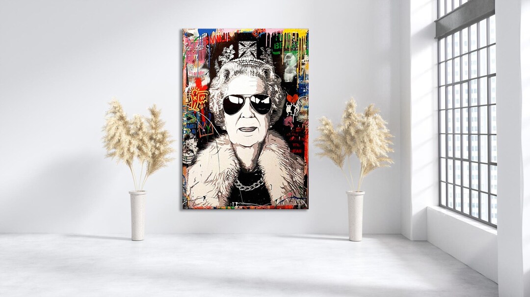 BANKSY QUEEN ELIZABETH Wall Art Banksy Canvas Banksy Queen Print Banksy ...