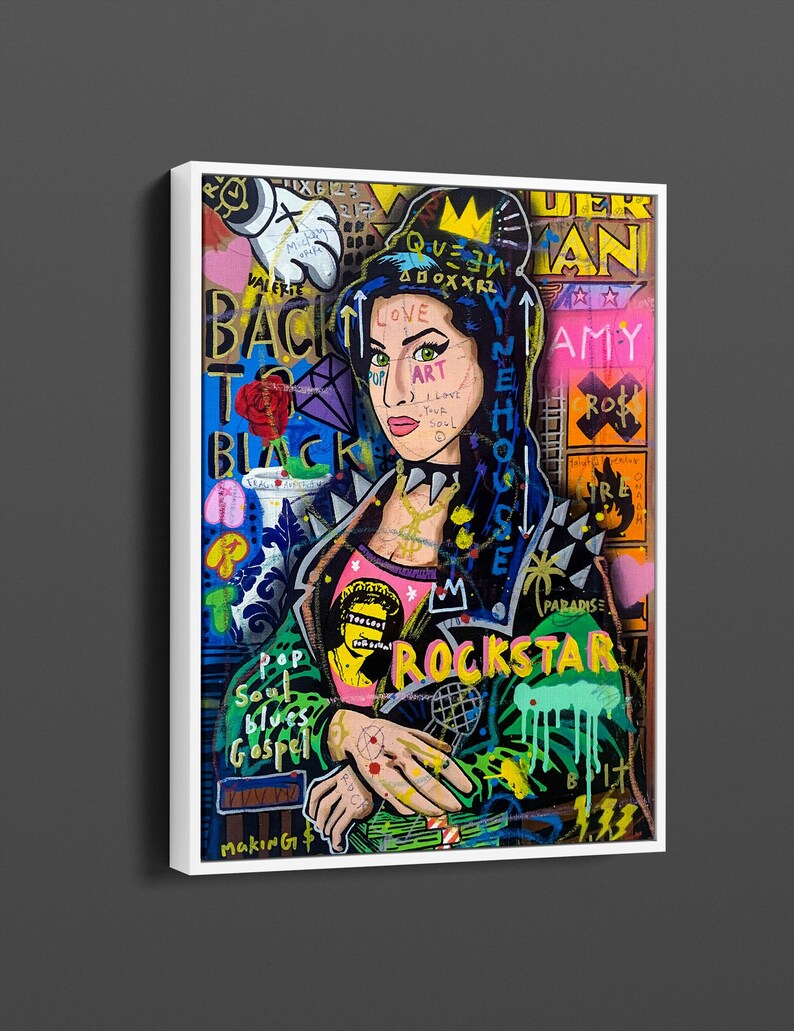 Amy Winehouse Banksy Graffiti Pop Art Canvas, Banksy Style Pop Art, Amy ...