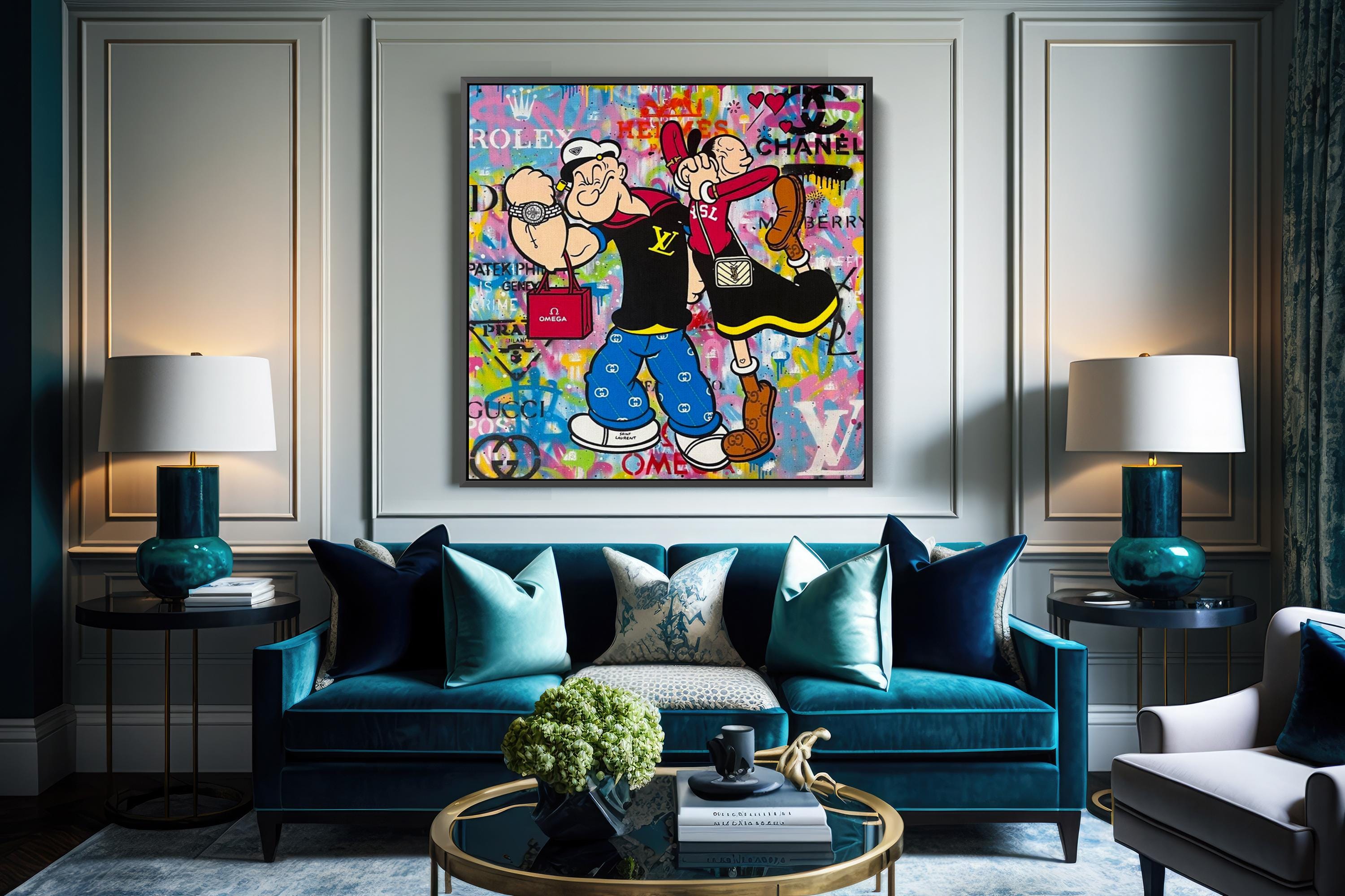 Square Popeye Strong as Spinach Pop Art Canvas Print, Banksy Art ...