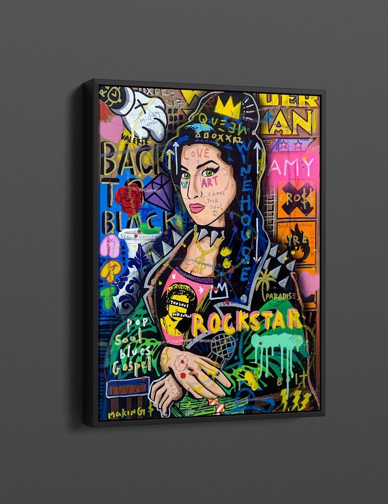 Amy Winehouse Banksy Graffiti Pop Art Canvas, Banksy Style Pop Art, Amy ...