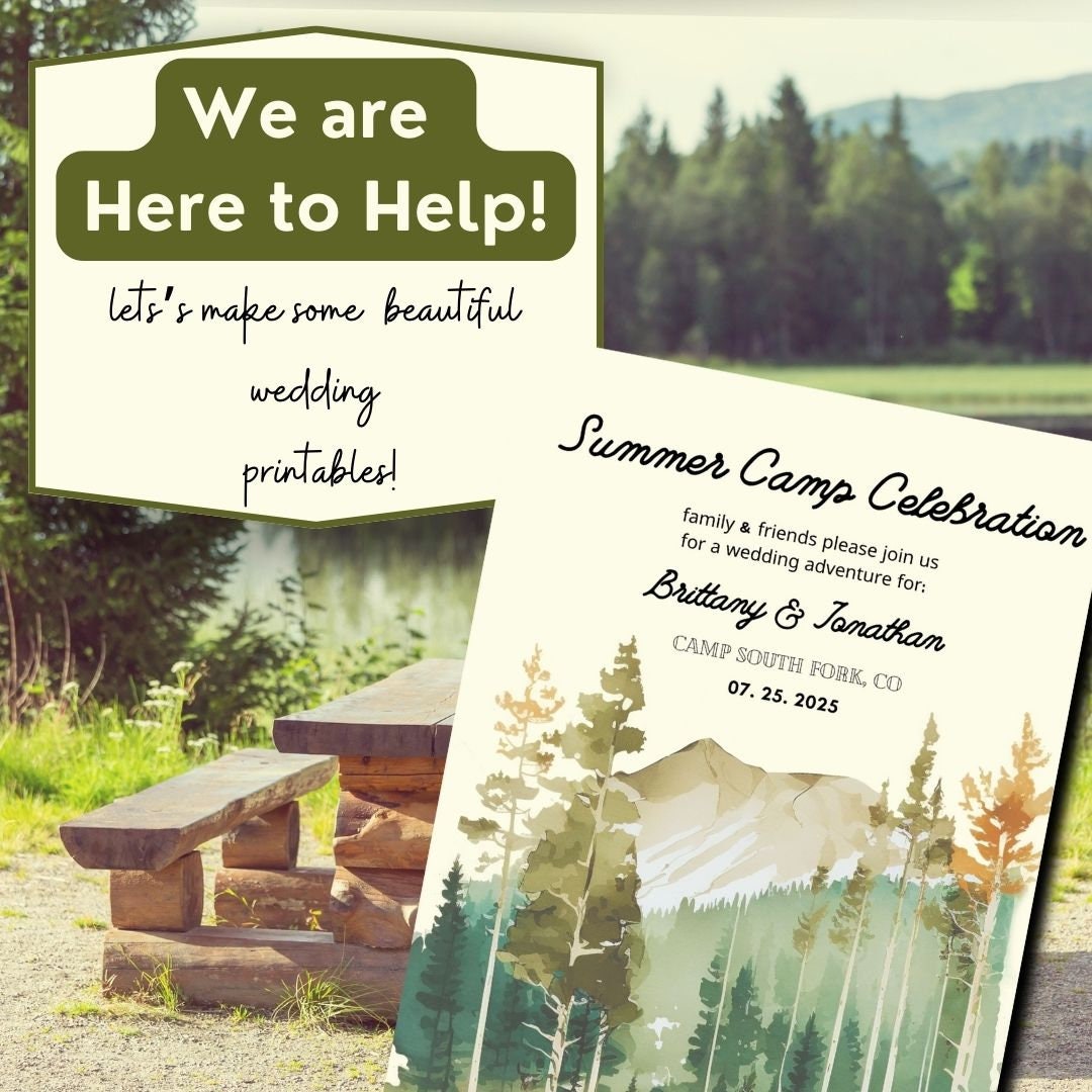 Summer Camp Wedding Invitations, Outdoorsy Wedding, Camping Themed, DIY ...