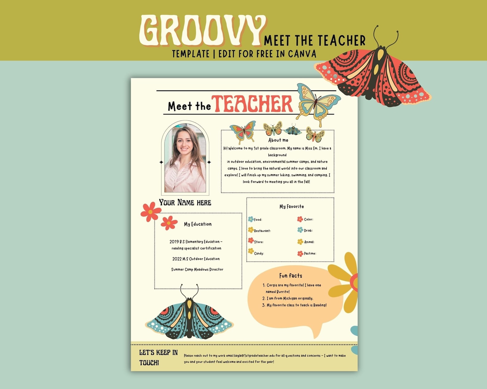 Groovy Meet the Teacher, Retro Classroom, Meet the Teacher Template ...
