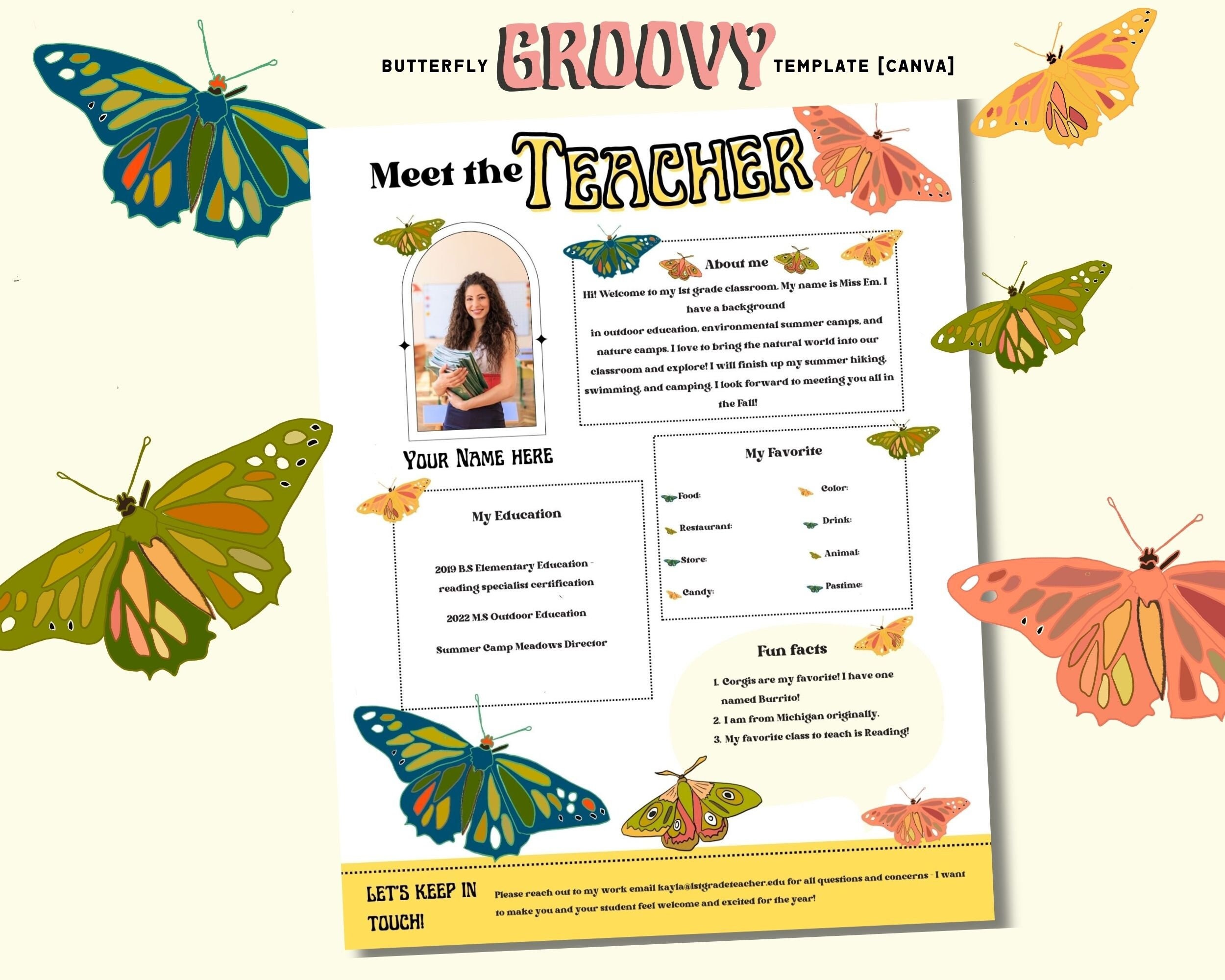 Groovy Meet the Teacher, Retro Classroom Printable Template, Teacher ...