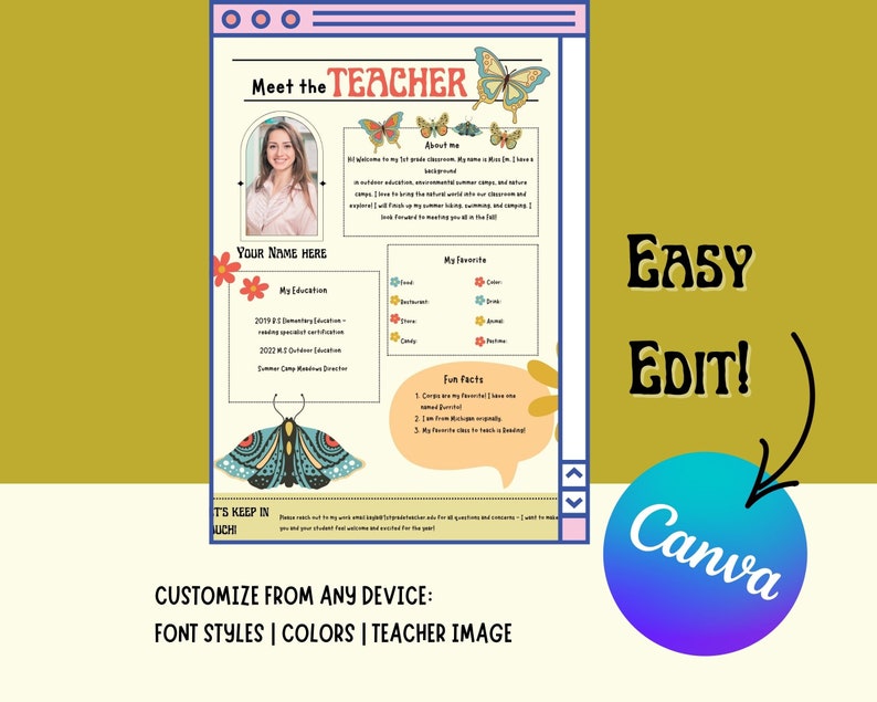 Groovy Meet the Teacher, Retro Classroom, Meet the Teacher Template ...