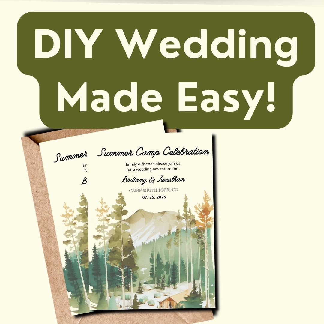 Summer Camp Wedding Invitations, Outdoorsy Wedding, Camping Themed, DIY ...
