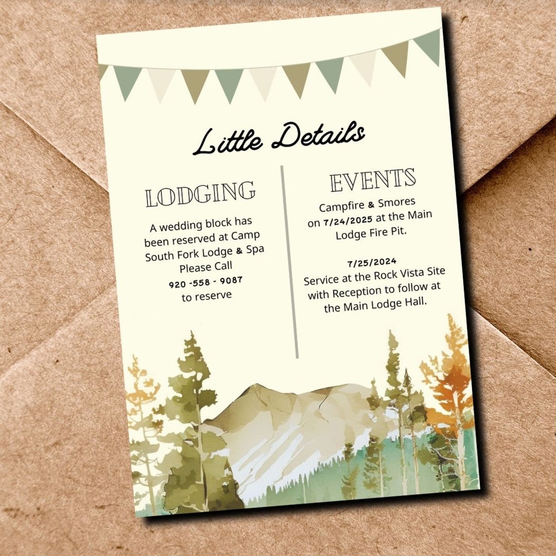 Summer Camp Wedding Invitations, Outdoorsy Wedding, Camping Themed, DIY ...