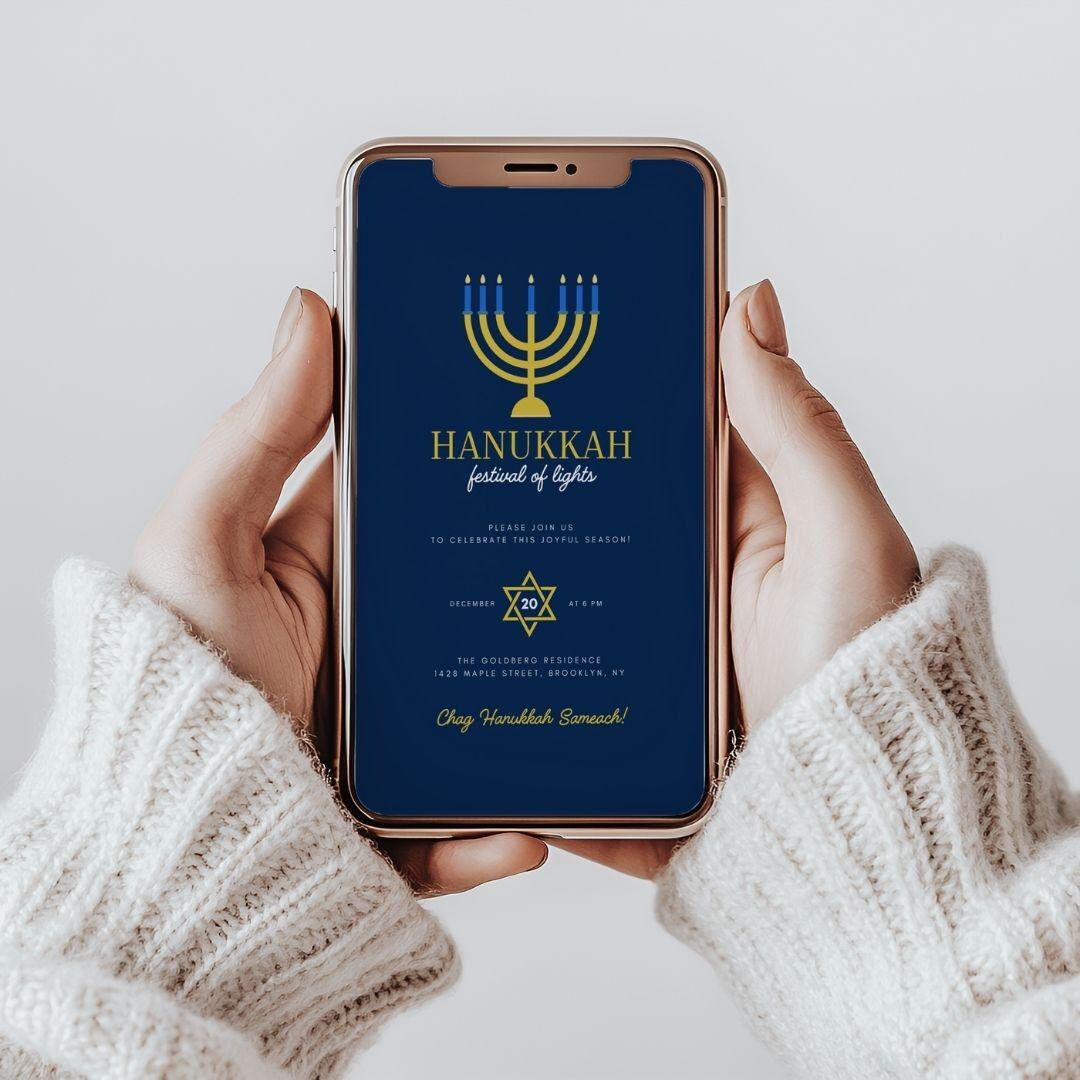 Digital Hanukkah Party Invitation, Jewish Holiday Party Invite ...