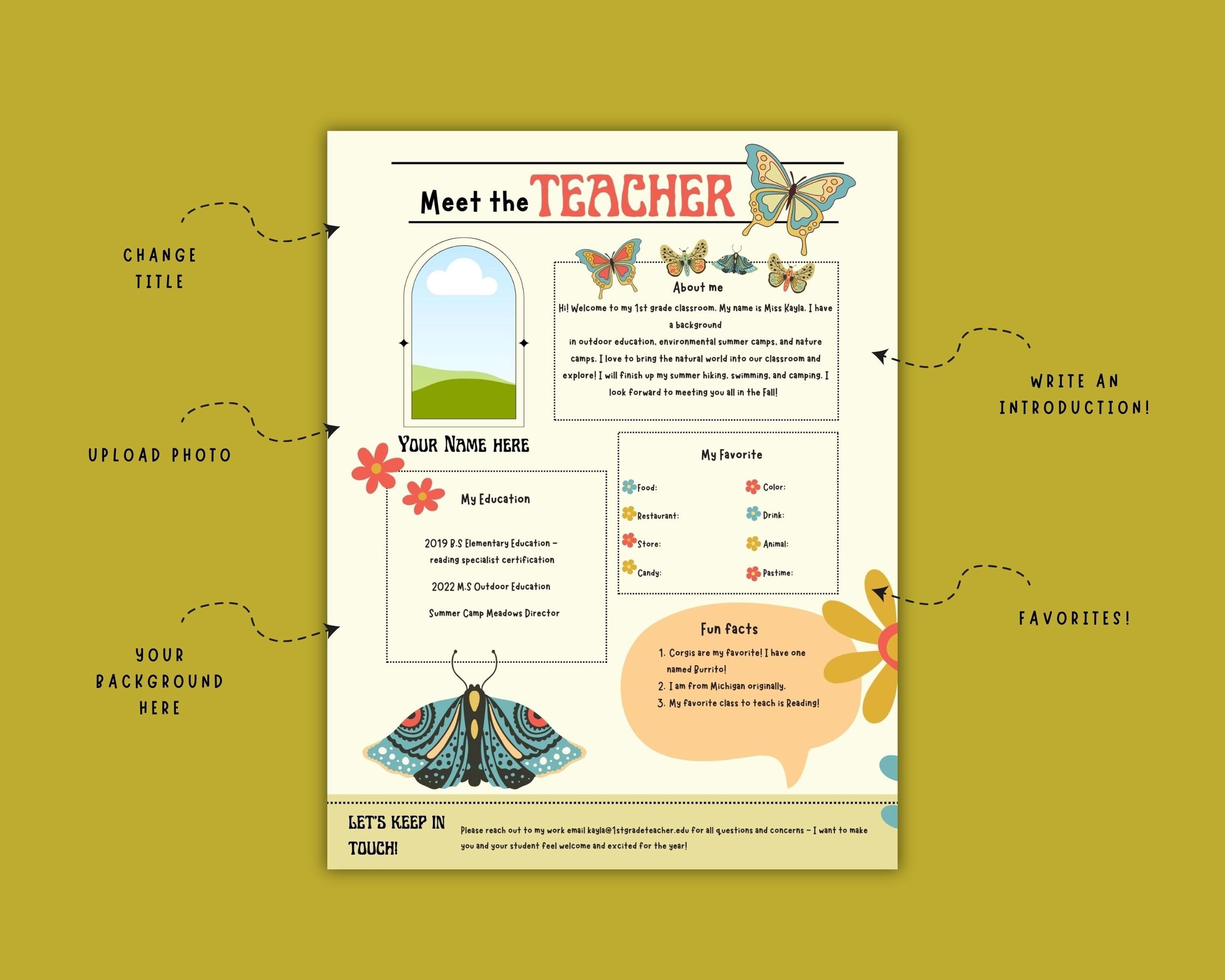 Groovy Meet the Teacher, Retro Classroom, Meet the Teacher Template ...