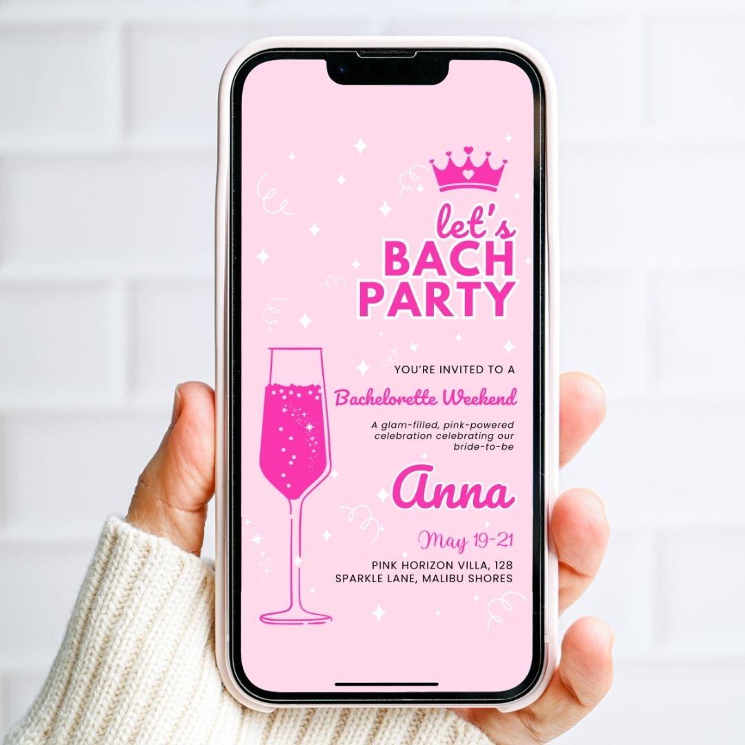 Pink Bachelorette Invitation, Let's Bach Party,bachelorette Itinerary ...