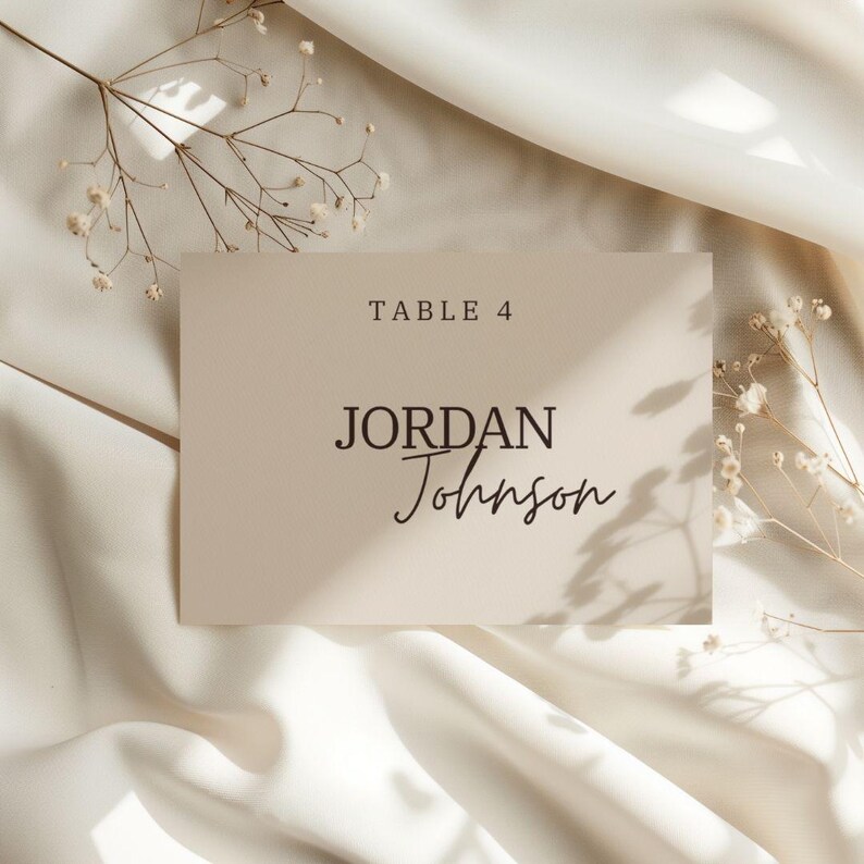Modern Place Card Wedding Template, Foldable Table Name Card, Flat ...