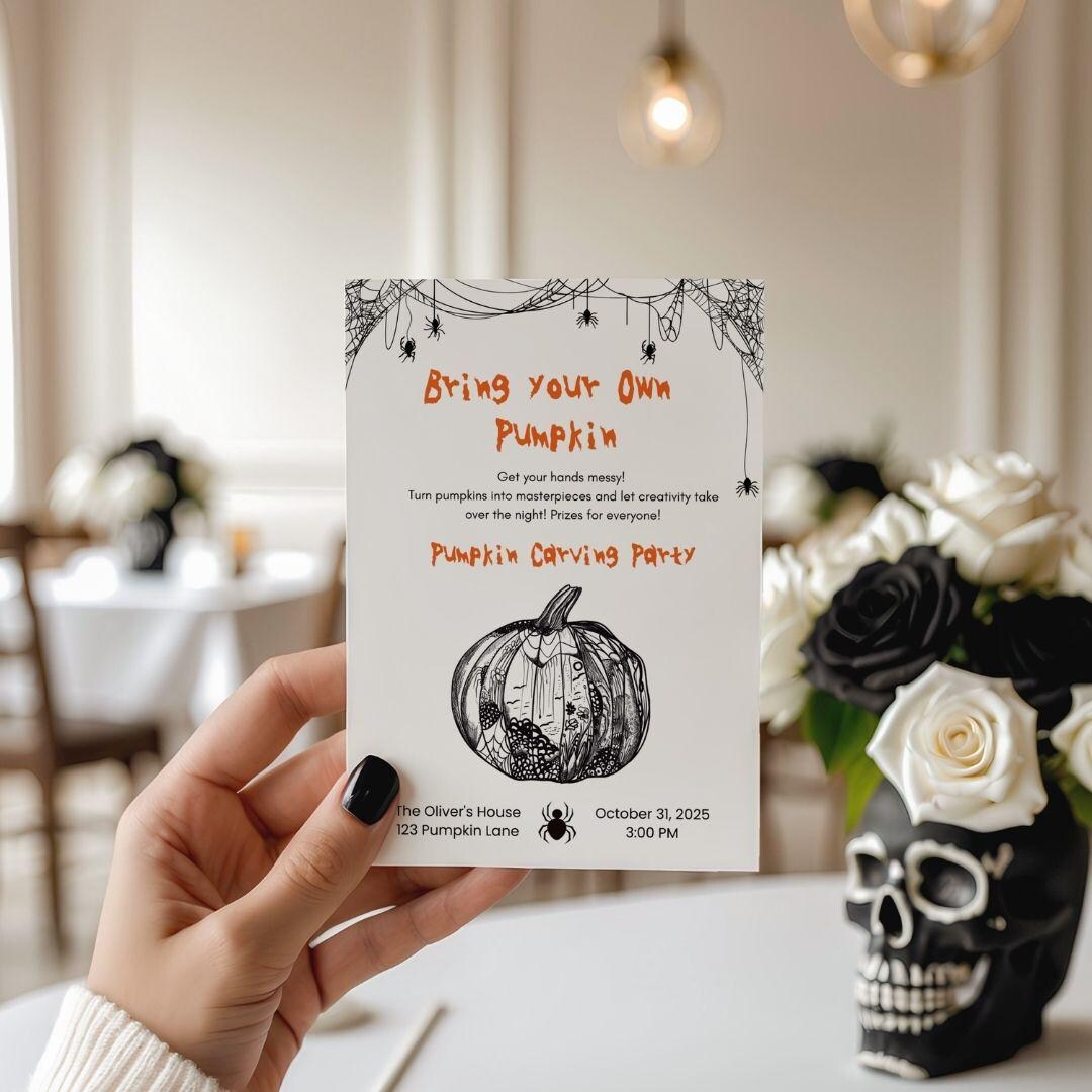 Bring Your Own Pumpkin Halloween Party Invitation, Pumpkin Carving ...